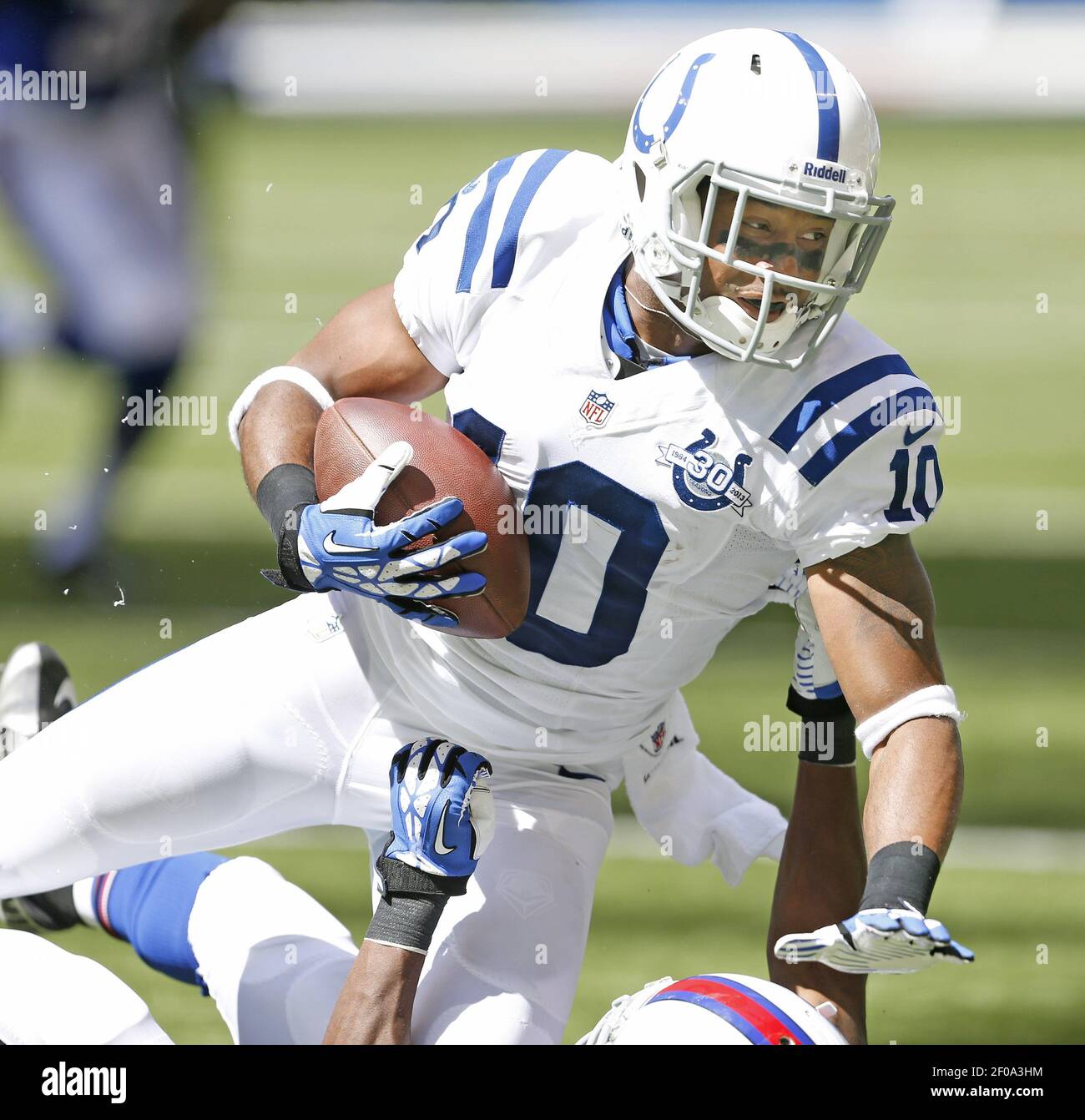 Indianapolis Colts wide receiver Nathan Palmer (10) is hauled to the ...