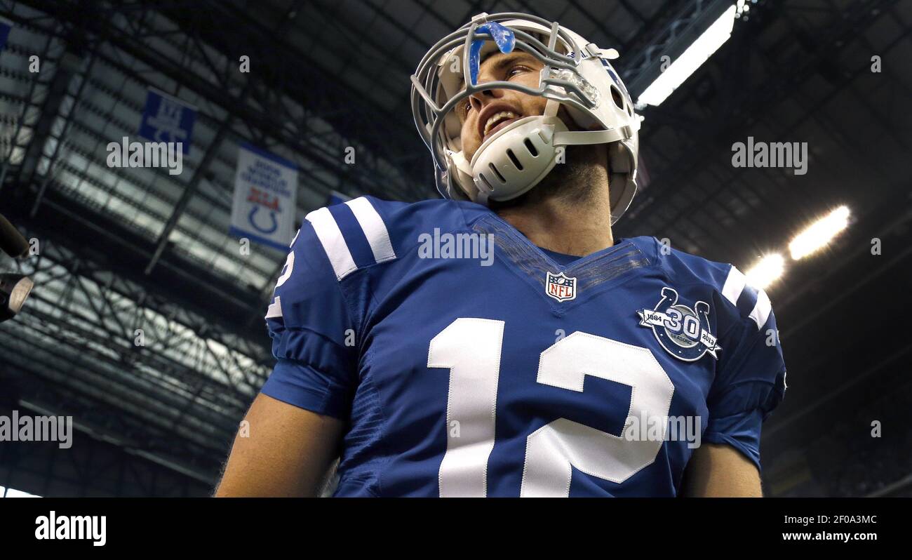 Indianapolis Colts quarterback Andrew Luck (12) heads to the sidelines ...