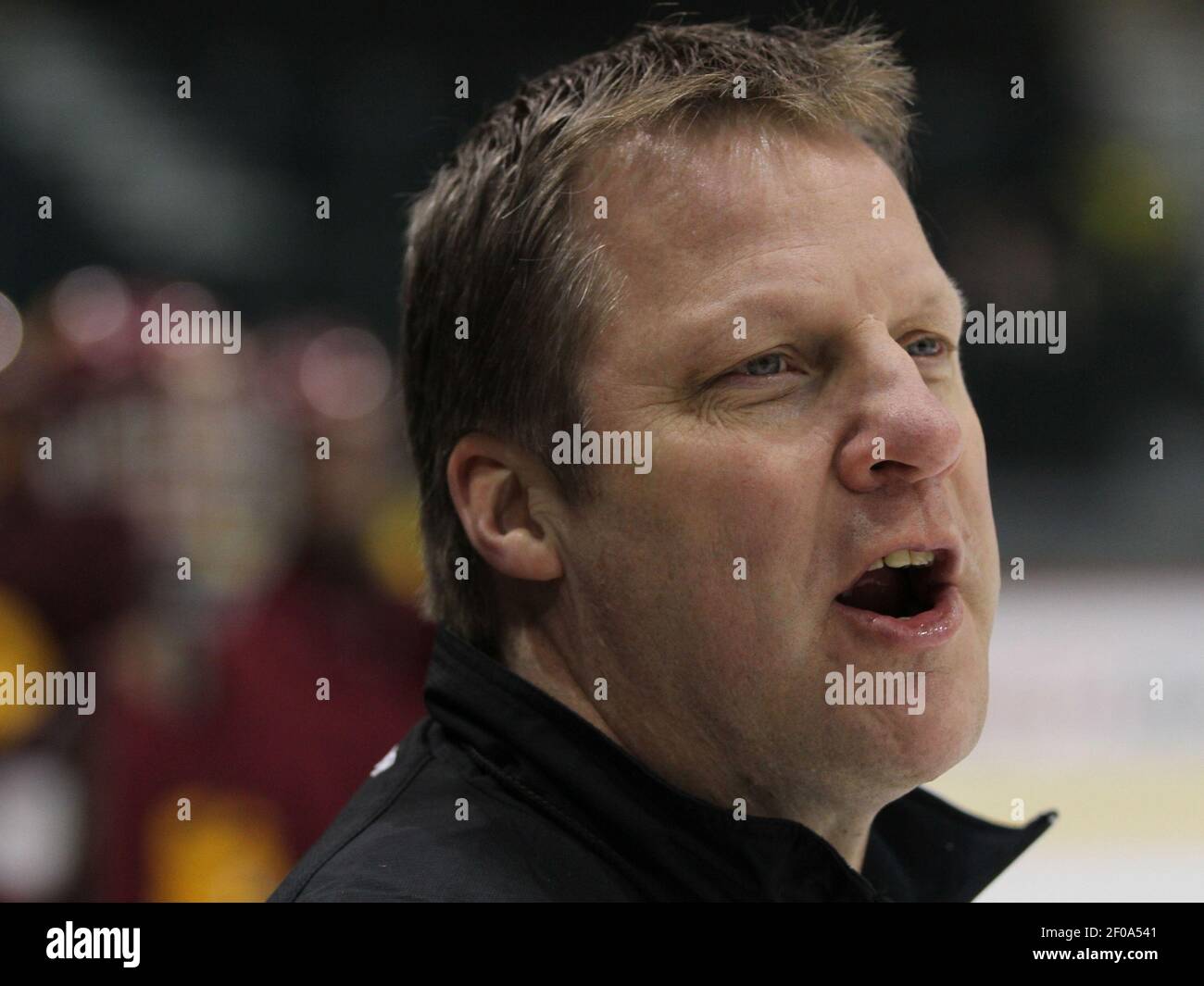 University of Minnesota-Duluth coach Scott Sandelin during NCAA Frozen ...