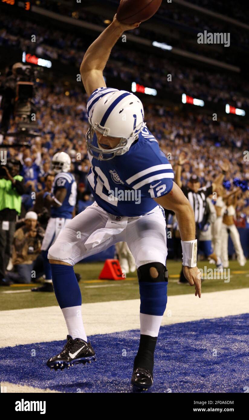 Indianapolis Colts quarterback Andrew Luck (12) celebrates after a ...