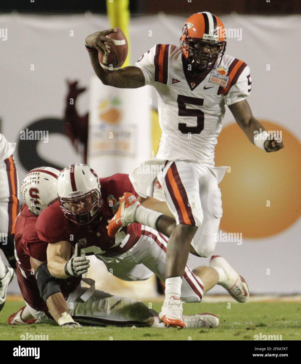 Virginia Tech quarterback Tyrod Taylor gains 22 yards against Stanford ...