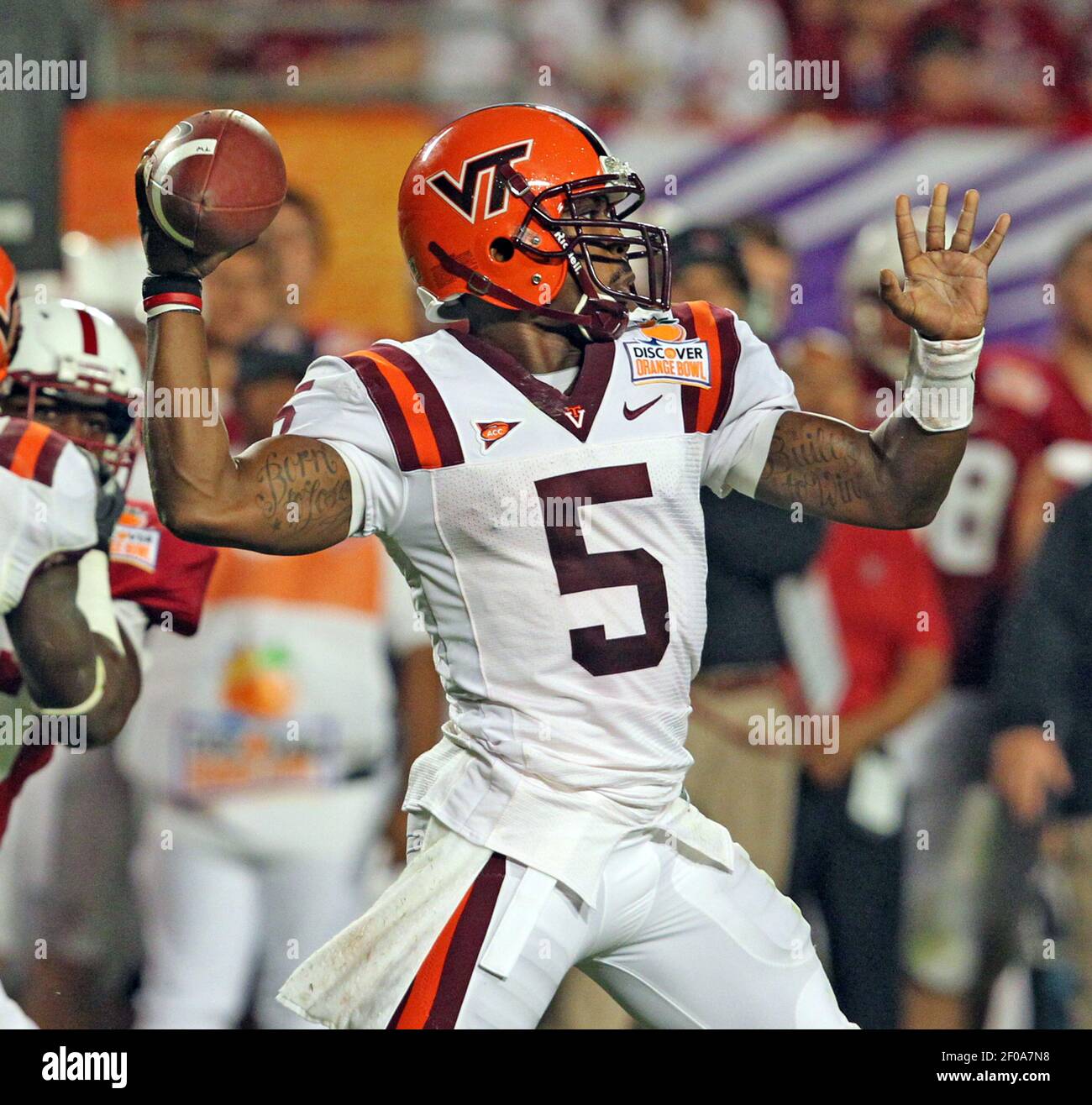 Virginia Tech quarterback Tyrod Taylor looks to pass against Stanford ...
