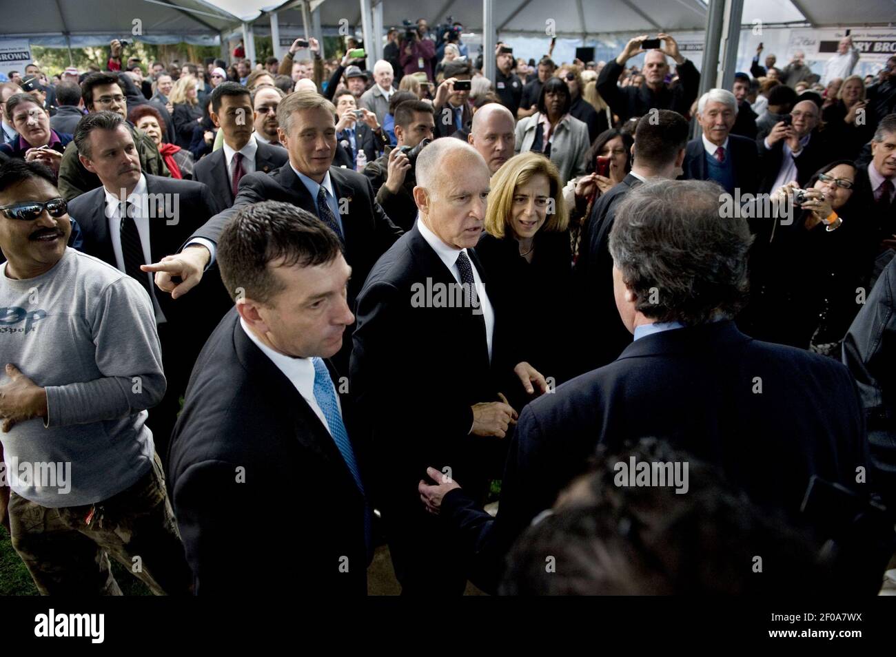 California Gov. Jerry Brown and his wife Anne Gust Brown make their way ...