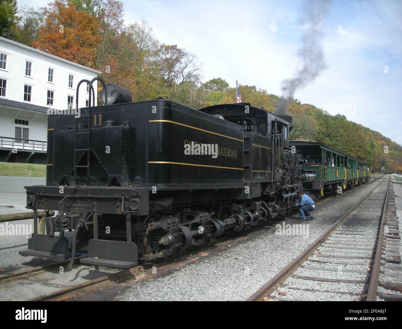 A staffer on the Cass Scenic Railroad checks the historic Shay steam ...