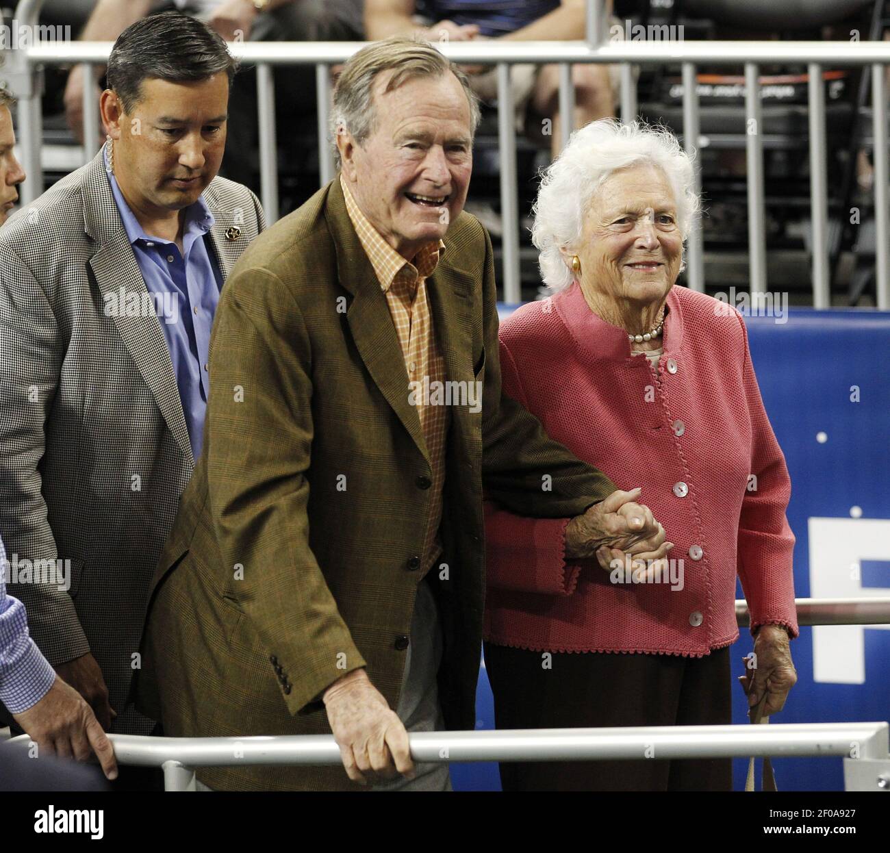 Former President George H W Bush and wife, Barbara, take their seats ...