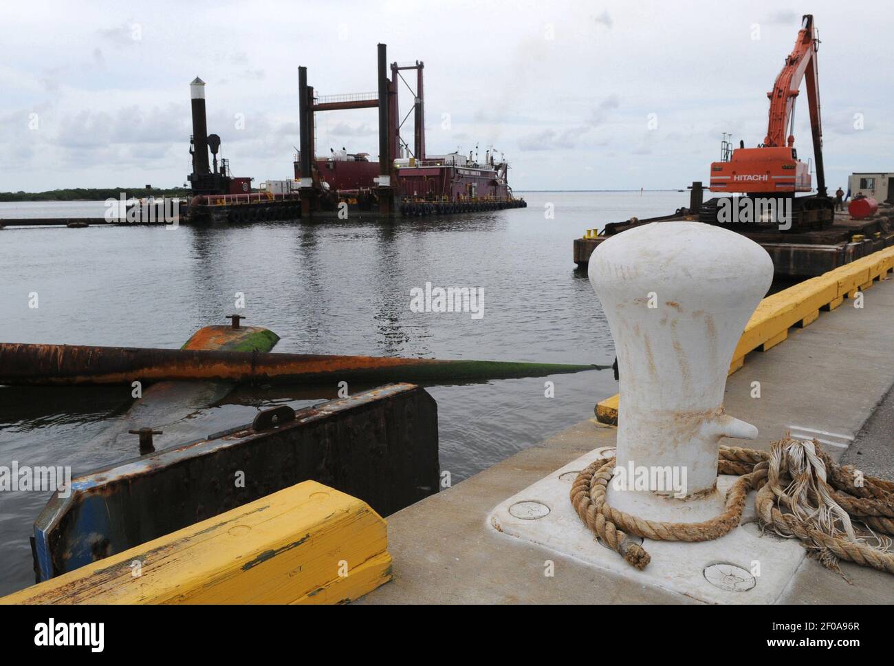 The dredge California deepens Port Manatee's Berth 12 in a photograph ...