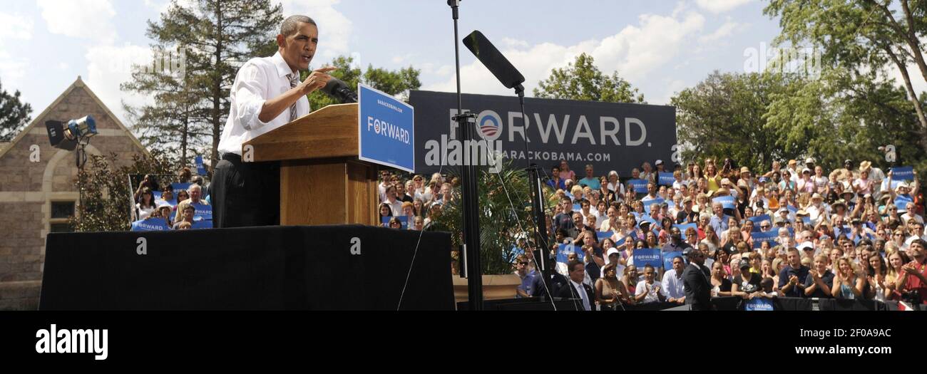 President Obama speaks to a large crowd at Colorado College in Colorado ...