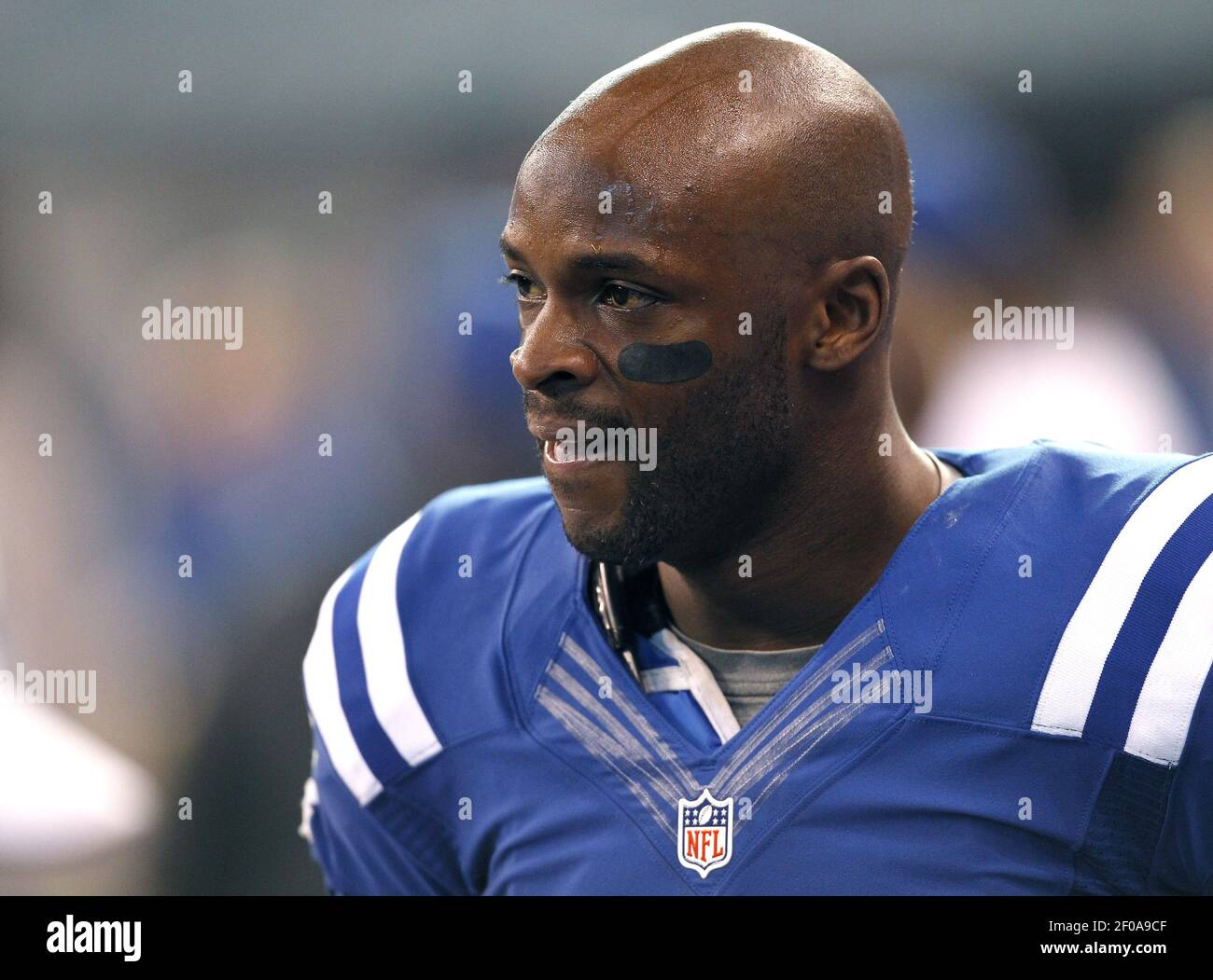 Indianapolis Colts wide receiver Reggie Wayne (87) takes a break during ...