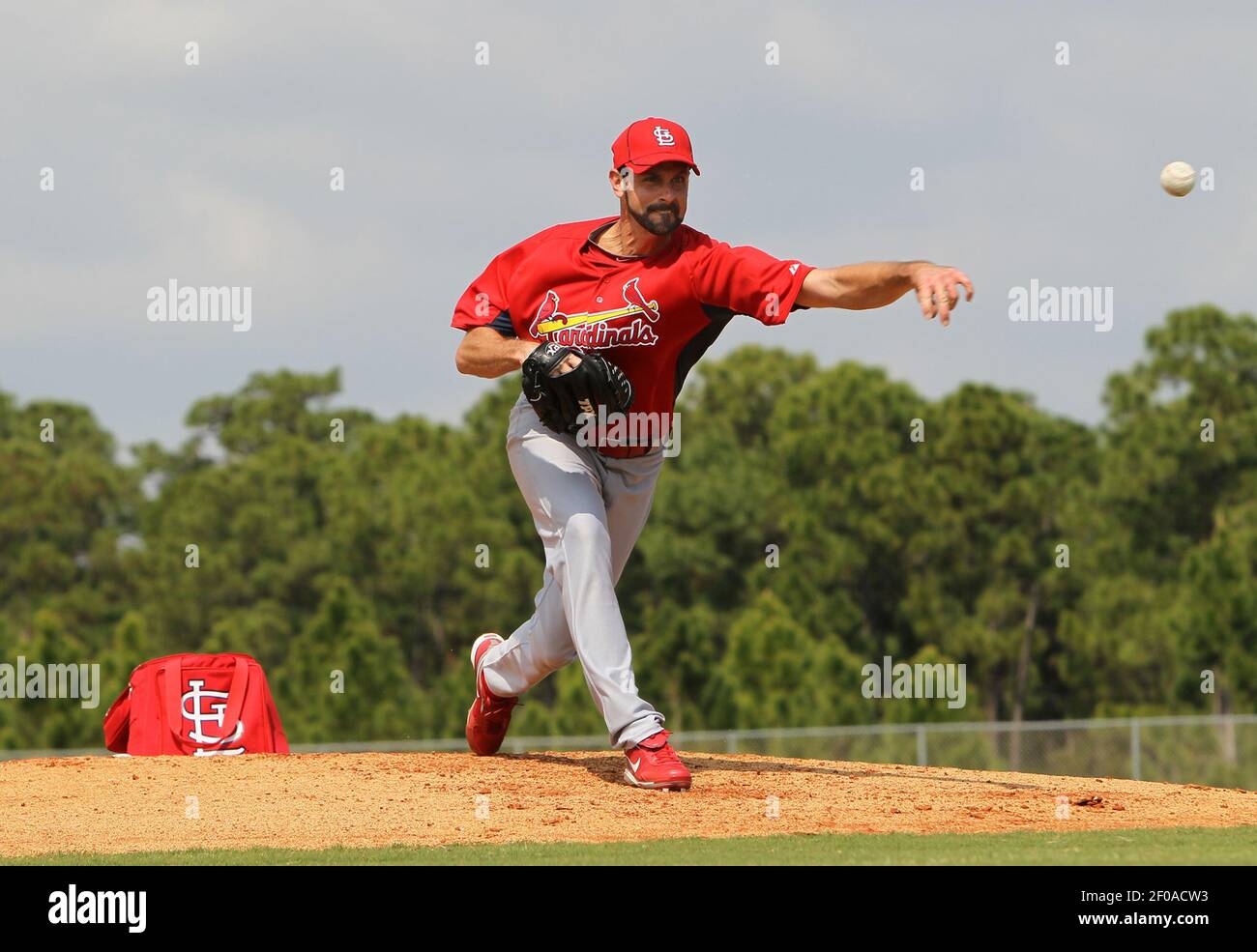 St. Louis Cardinals pitcher Trever Miller throws to batters during ...