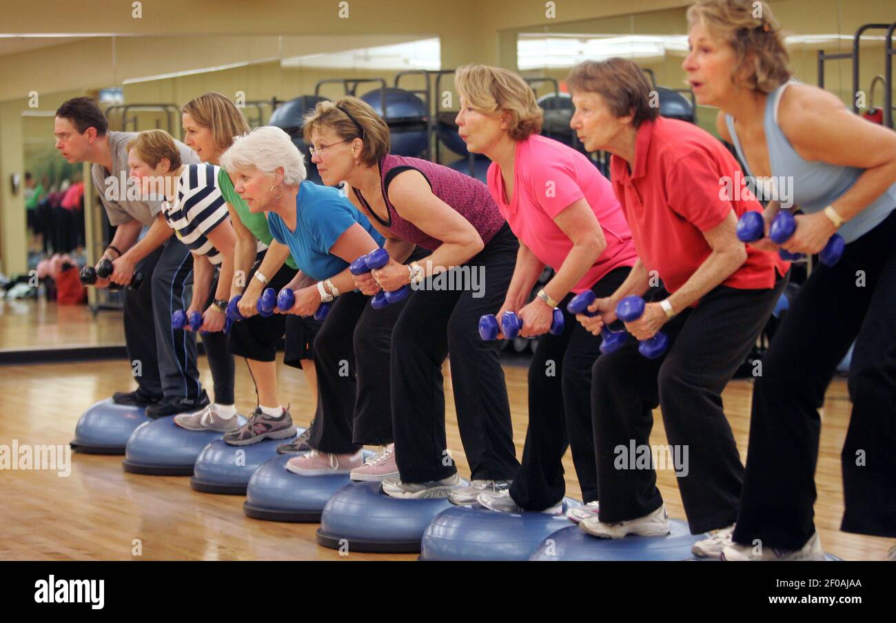 V.J. Blaney, fourth from left, led a Body Shaper exercise class at the ...