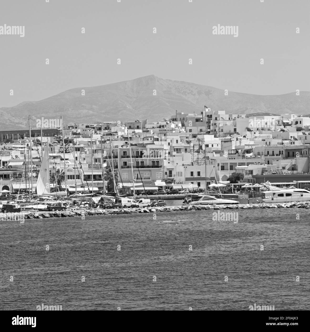 Old history in cyclades island harbor and boat santorini naksos europe ...