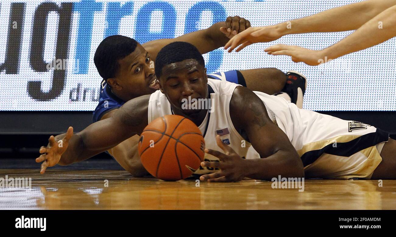Duke guard Tyler Thornton (3) and Wake Forest center Carson Desrosiers ...
