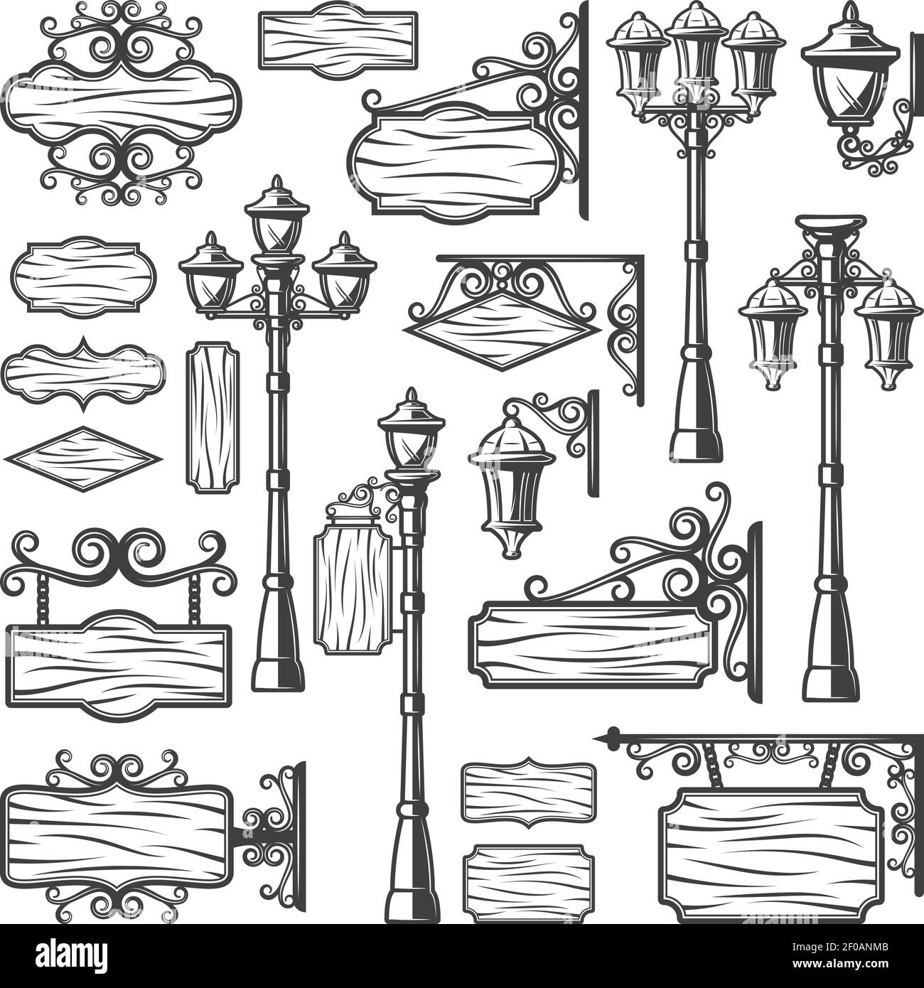 Stylized signboards Cut Out Stock Images & Pictures - Alamy