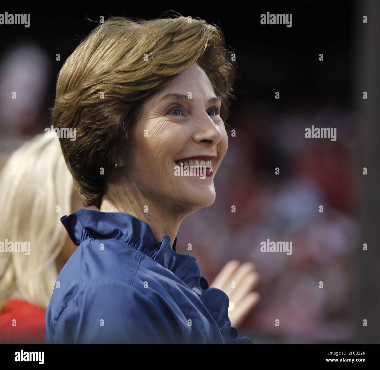 Former first lady Laura Bush as the Texas Rangers play host to the ...