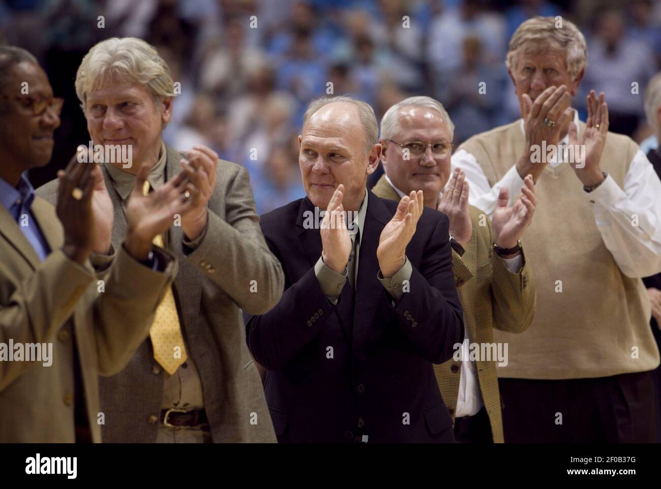 Members of the 1971 NIT Champion Tar Heel basketball team, from left ...