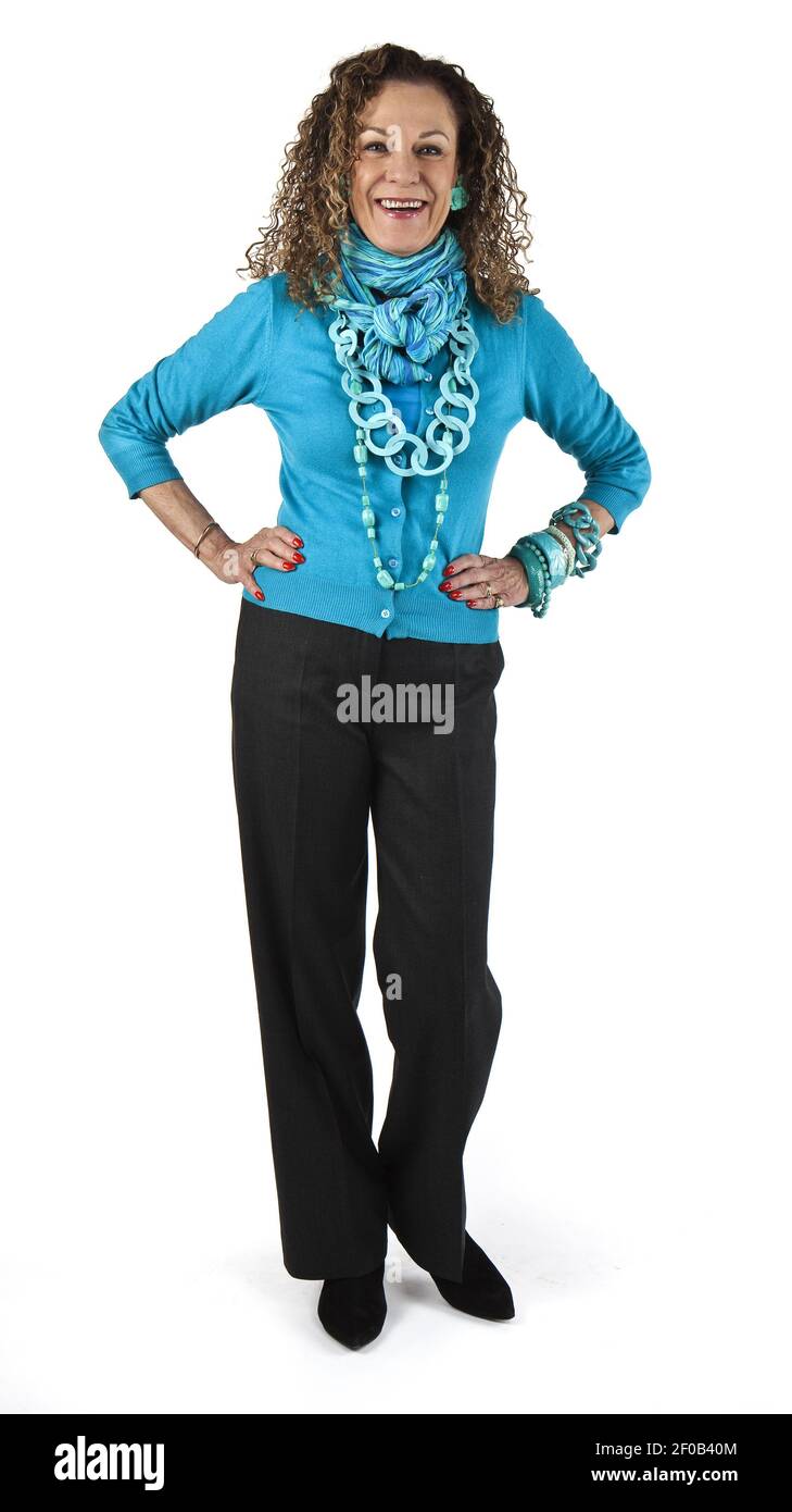 Ellen Warren models the "Pile it on" look using simple black pants that ...