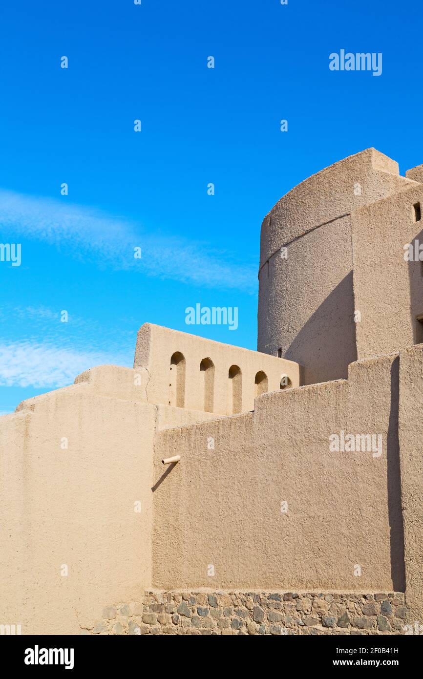 In oman muscat the old defensive fort battlesment sky and star brick ...