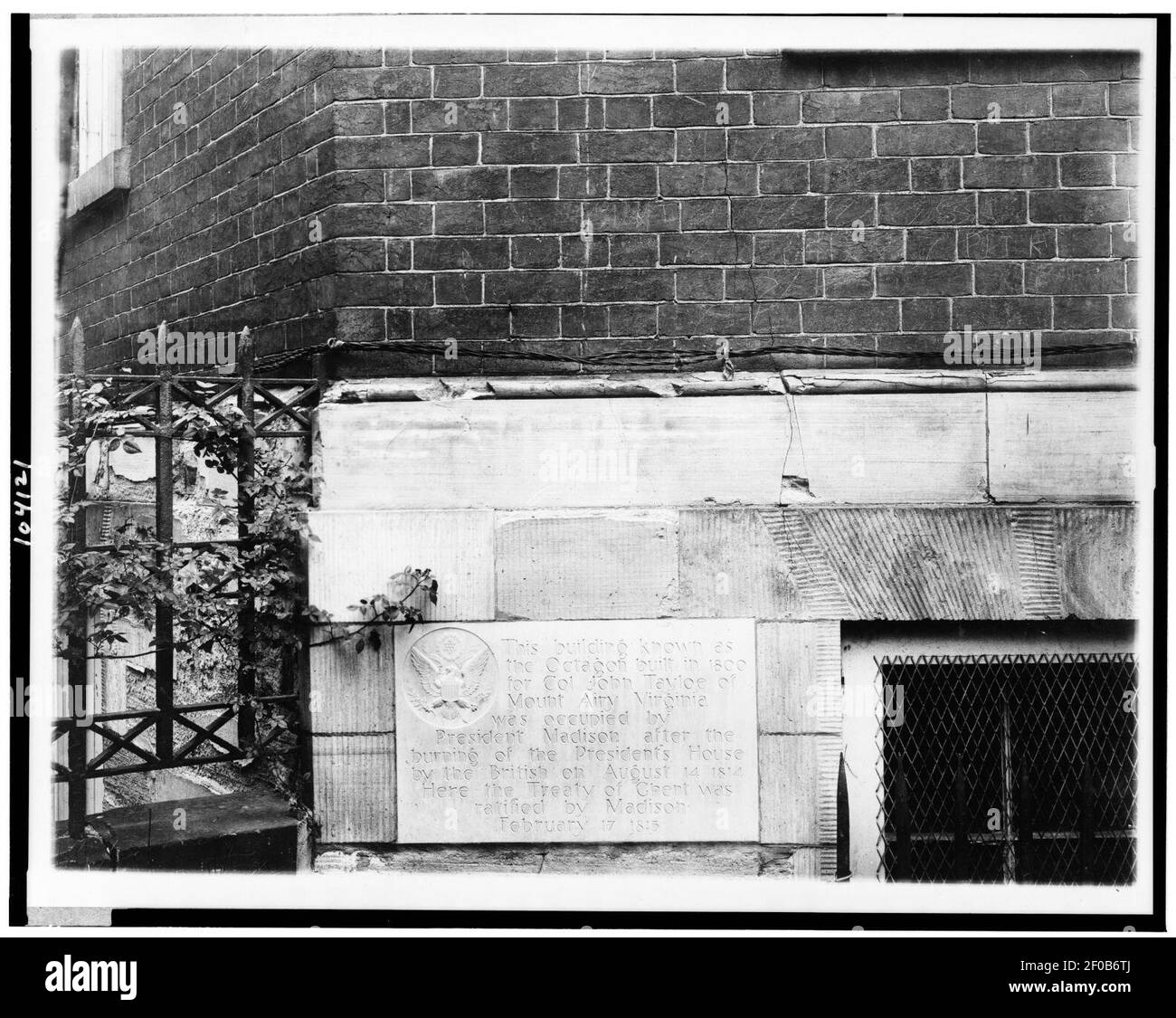 Plaque on exterior of the Octagon House, Washington, D.C Stock Photo ...