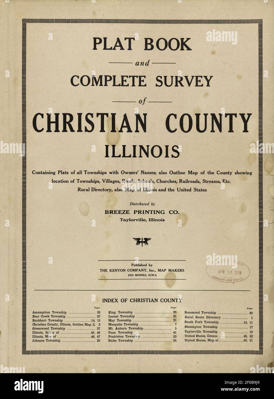 Plat book and complete survey of Christian County, Illinois ...