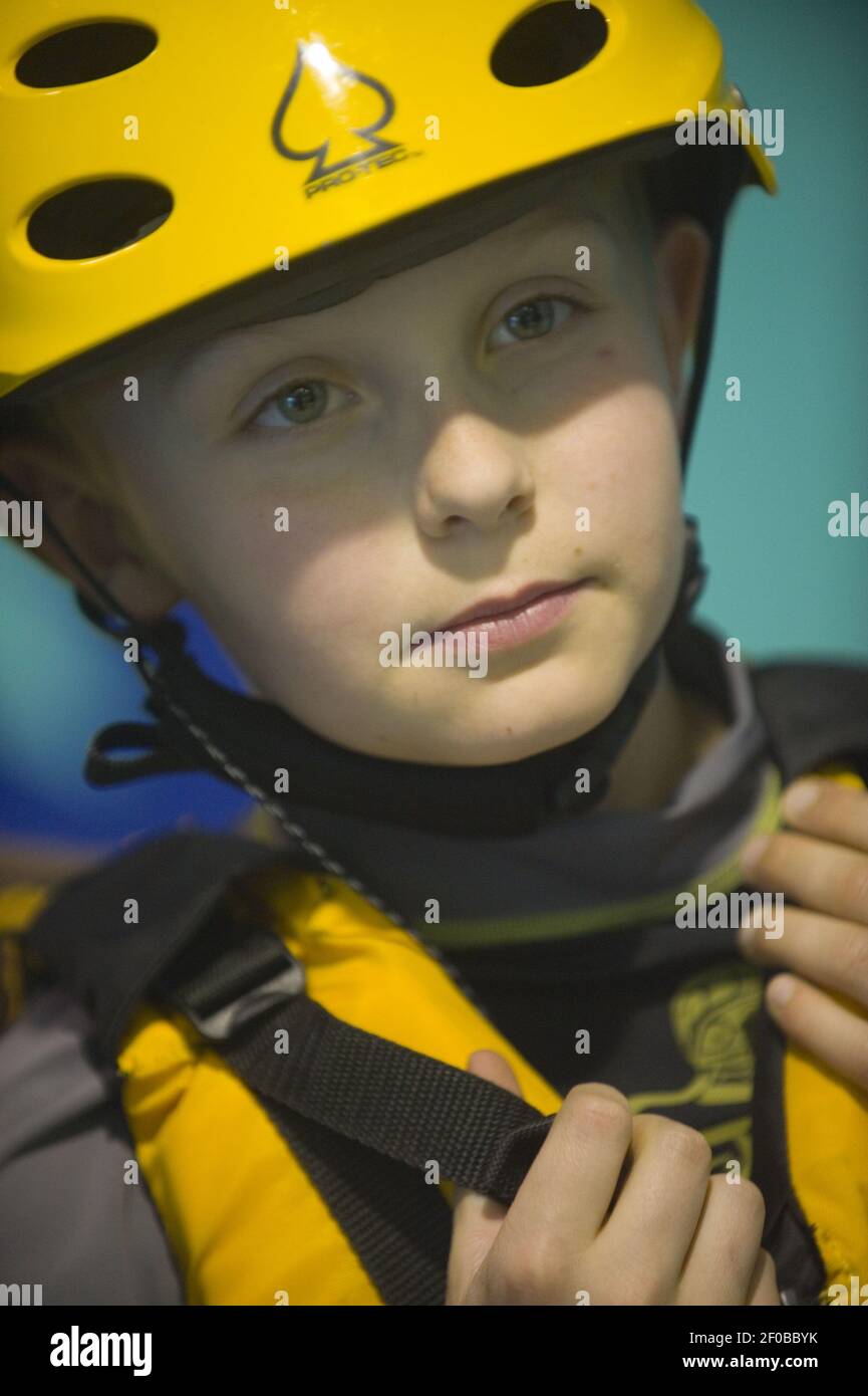 Nine-year-old Jake Simmerman, of Colorado Springs, Colo., prepares to ...