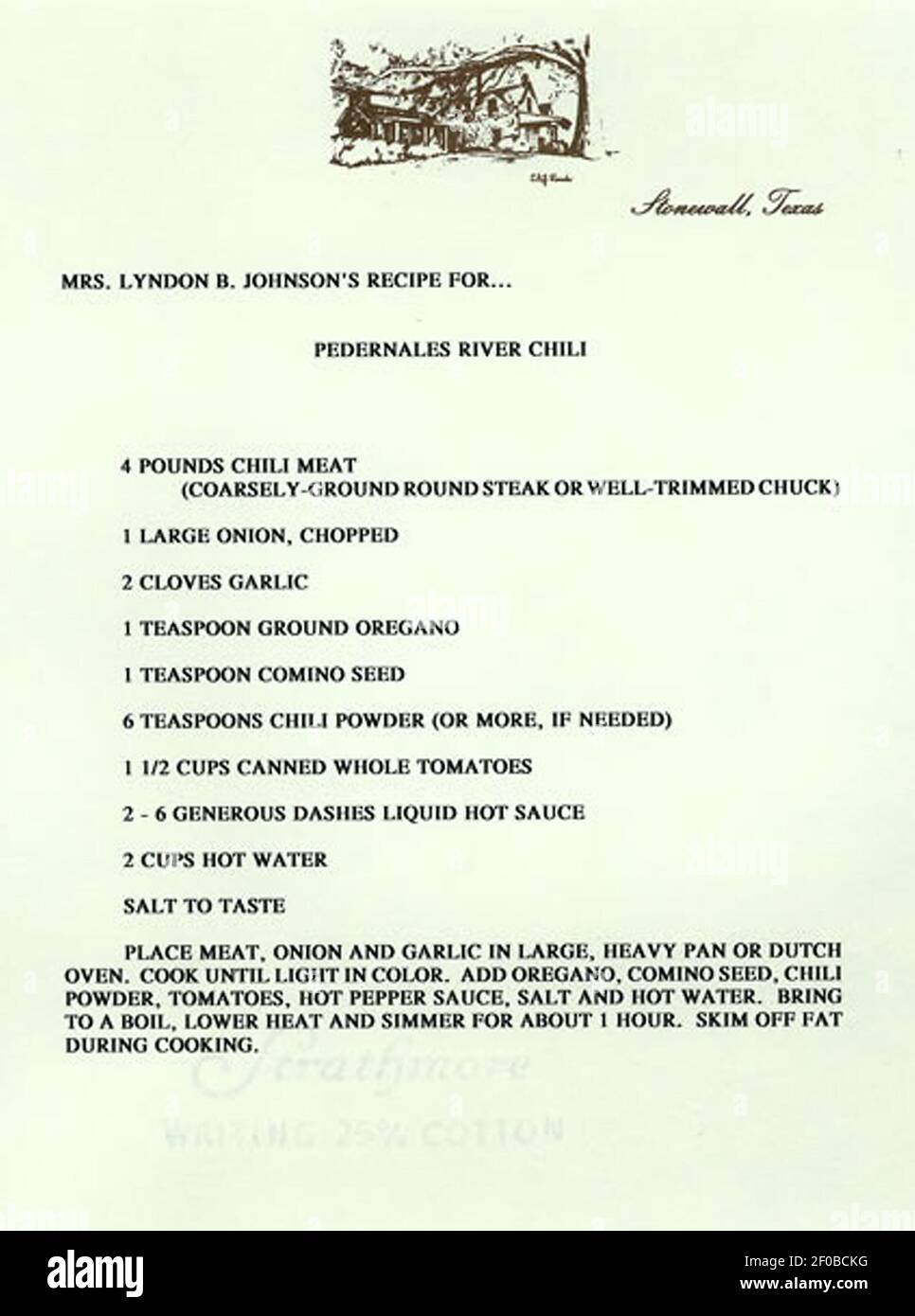 This recipe for "Pedernales River Chili" from first lady Lady Bird ...