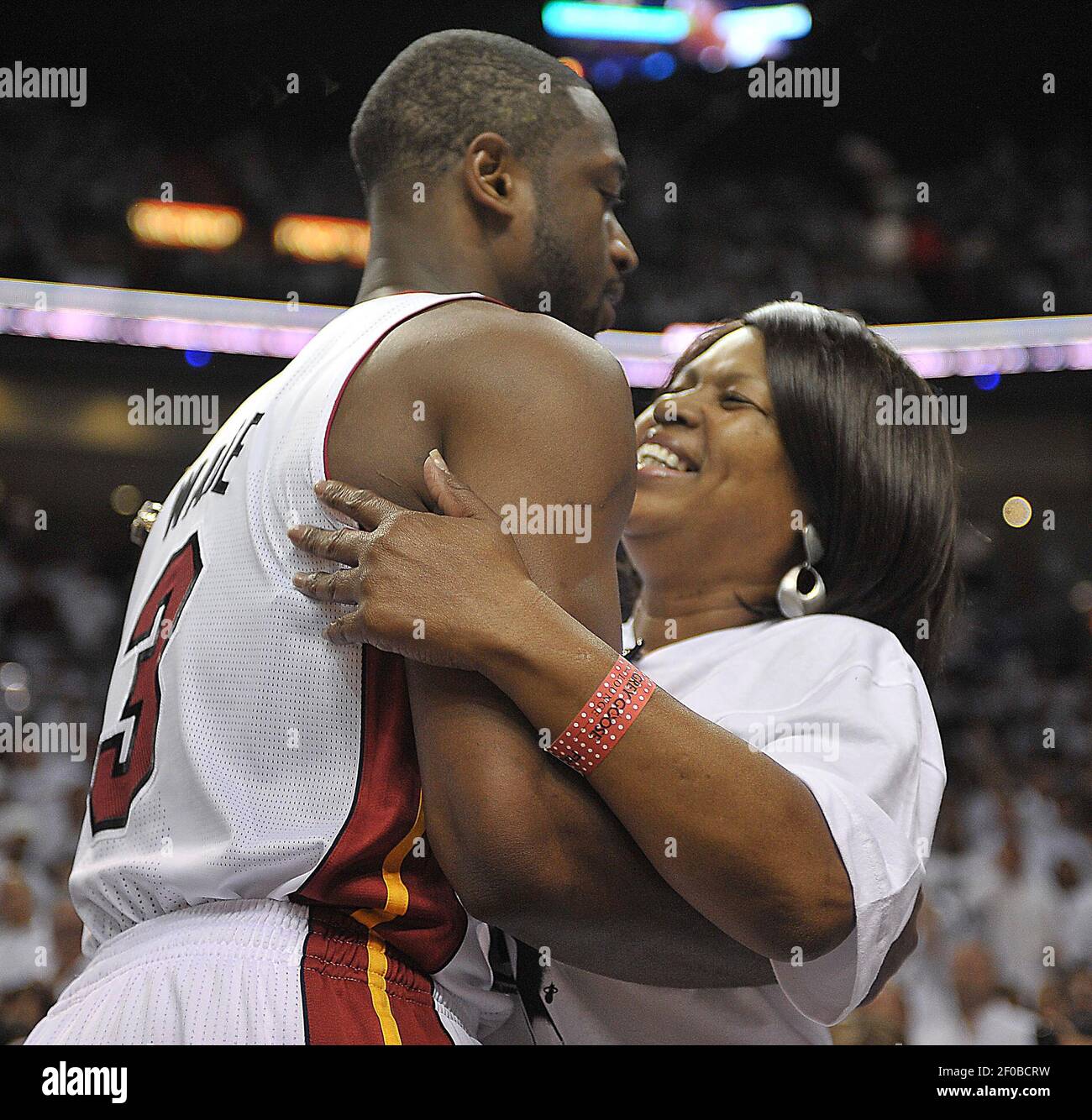 Dwyane Wade's mother Jolinda Wade gives him a good luck hug before the ...