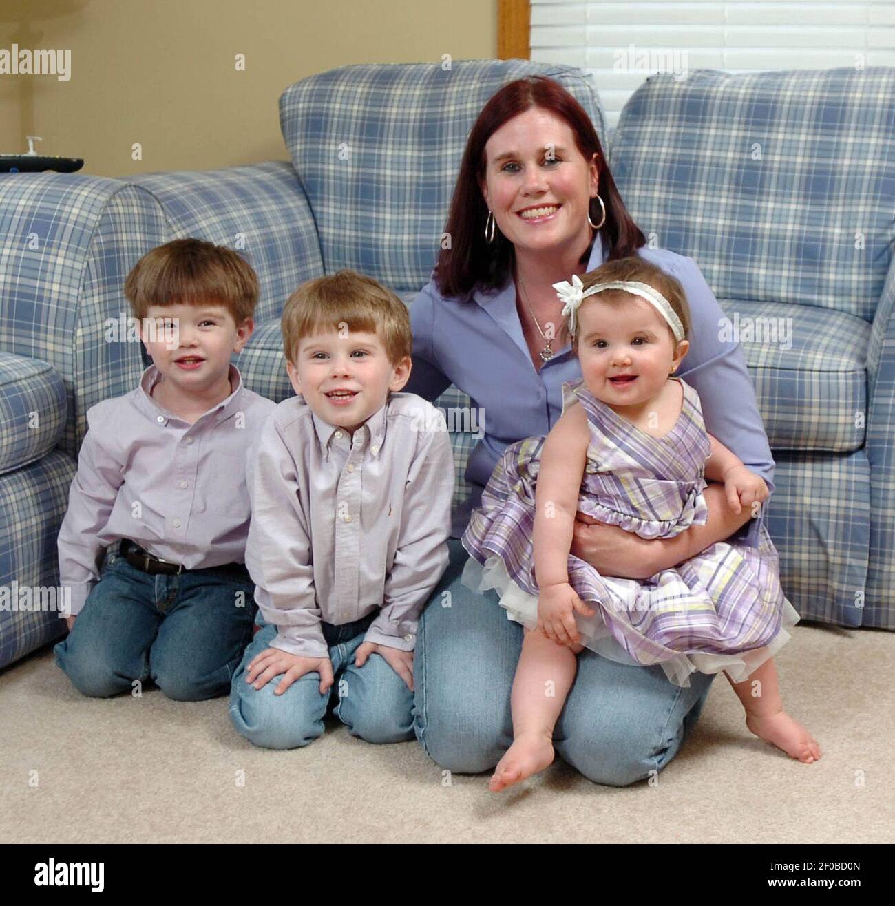 Dawn Cofiell delivered her three children Brayden, 2, from left ...