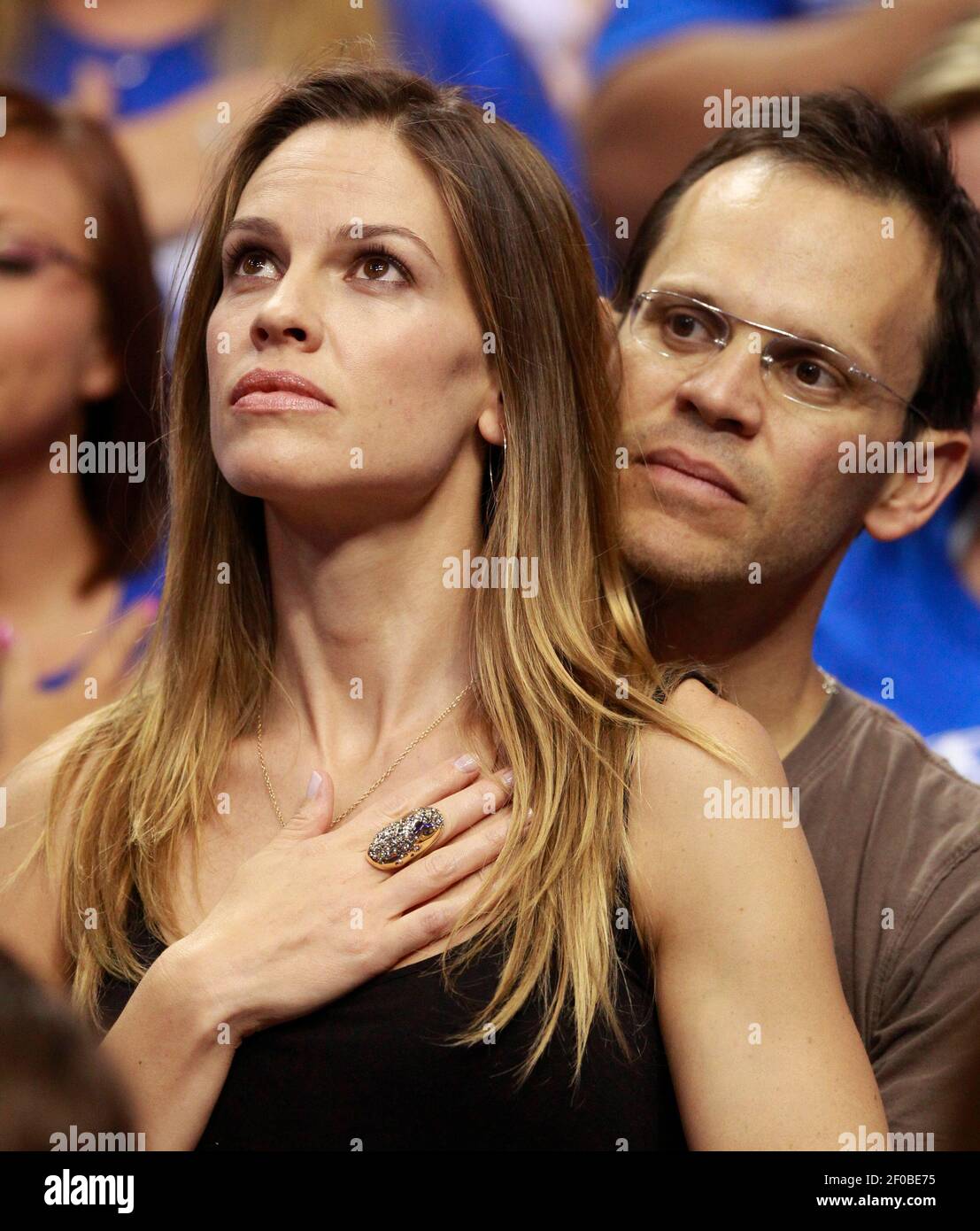 Actress Hillary Swank and friend attend Game 3 of the NBA's Western ...