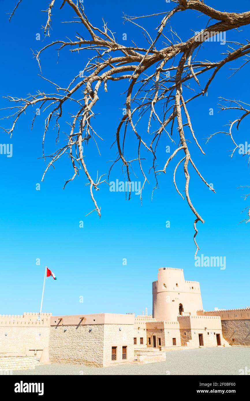 In oman muscat the old defensive fort battlesment sky and star brick ...