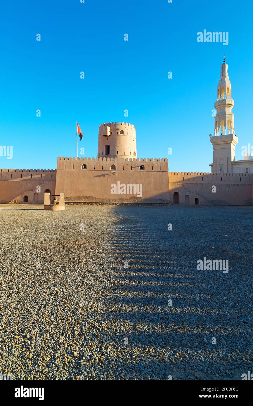 In oman muscat the old defensive fort battlesment sky and star brick ...