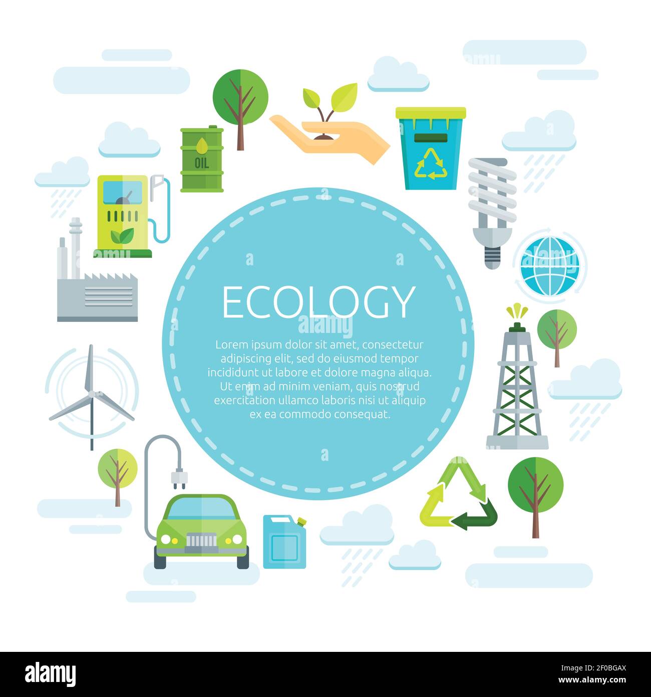 Earth ecology design with inscription on blue circle in center signs of ...