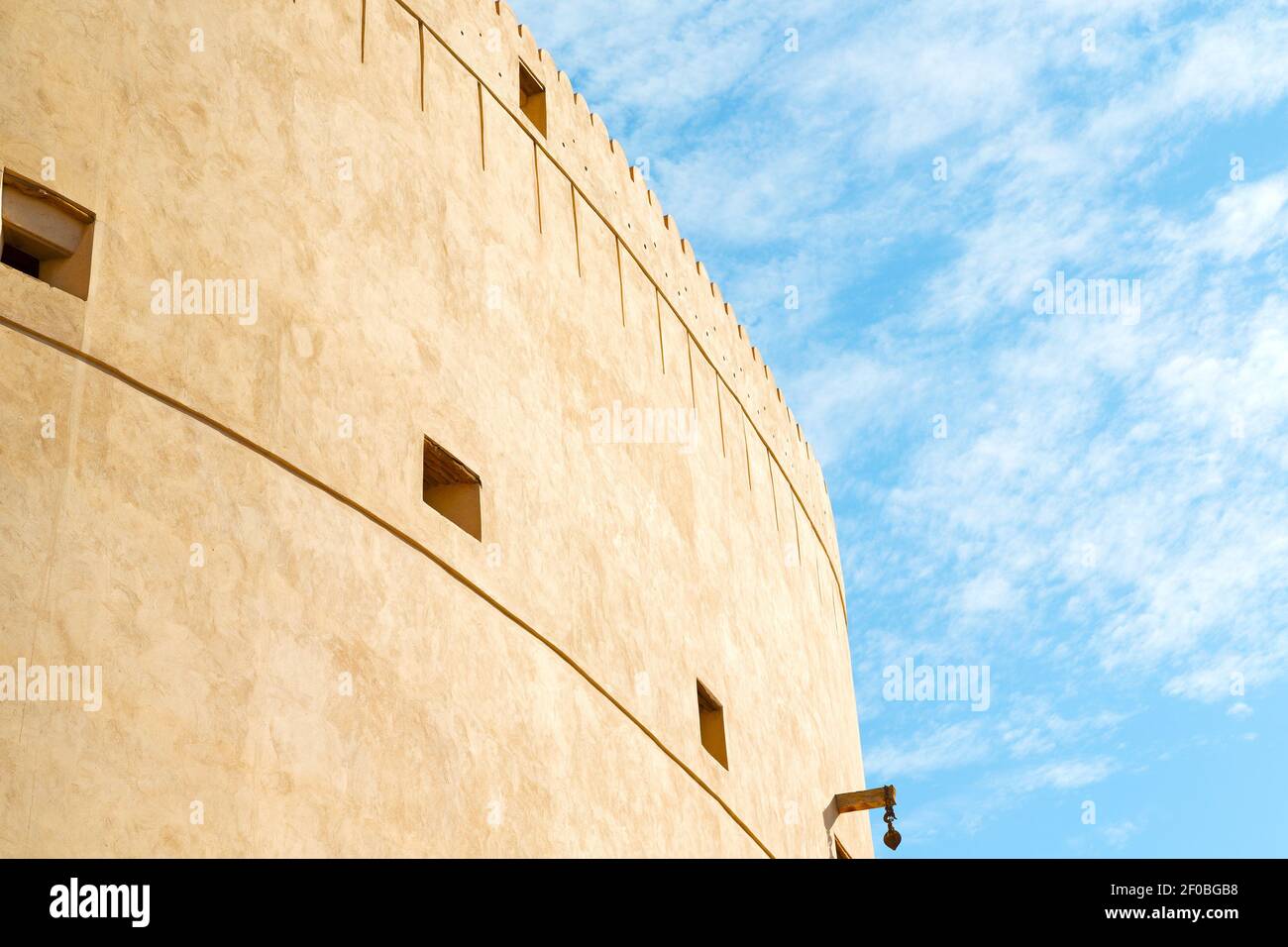 In oman muscat the old defensive fort battlesment sky and star brick ...