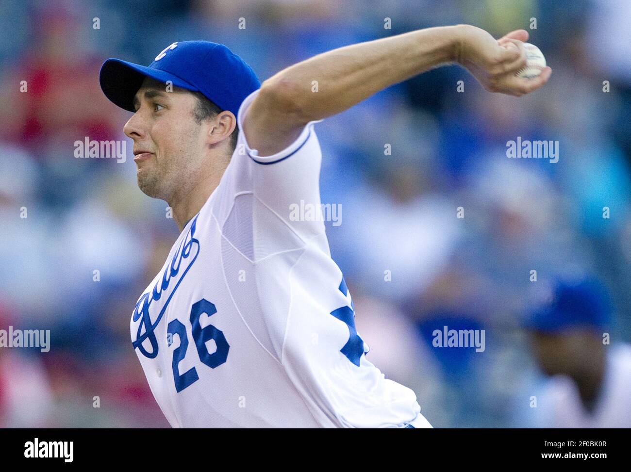 Kansas City Royals starting pitcher Jeff Francis throws against the Los ...