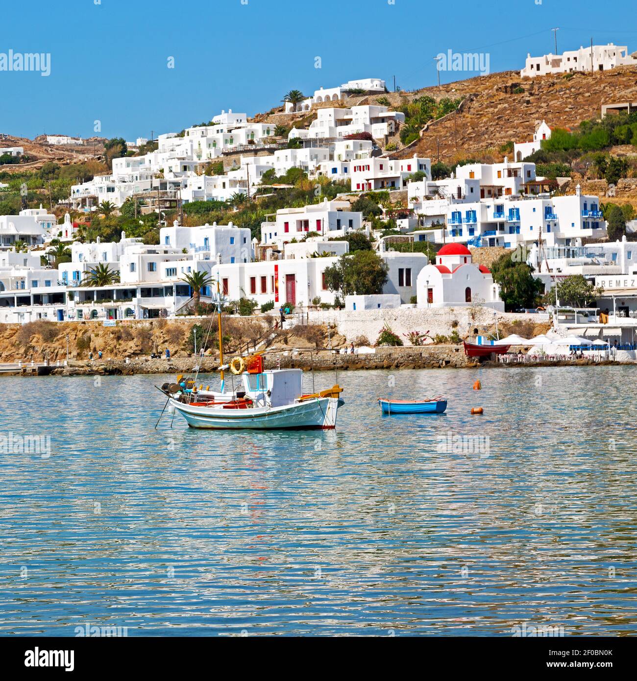 Old history in cyclades island harbor and boat santorini naksos europe ...