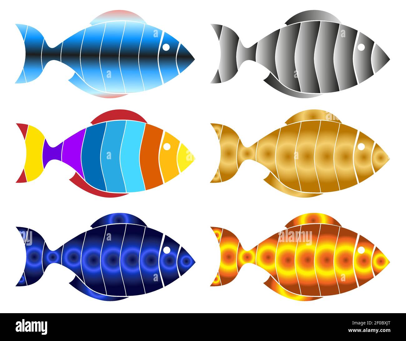 set of fish logo from geometric shapes with different coloring 2 Stock ...