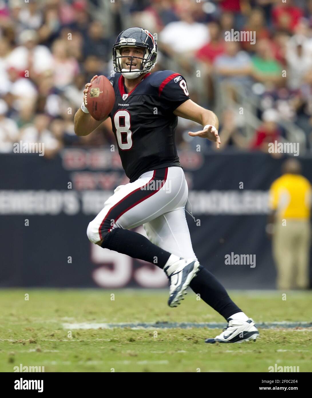 Quarterback Matt Schaub (8) of the Houston Texans looks for an open ...
