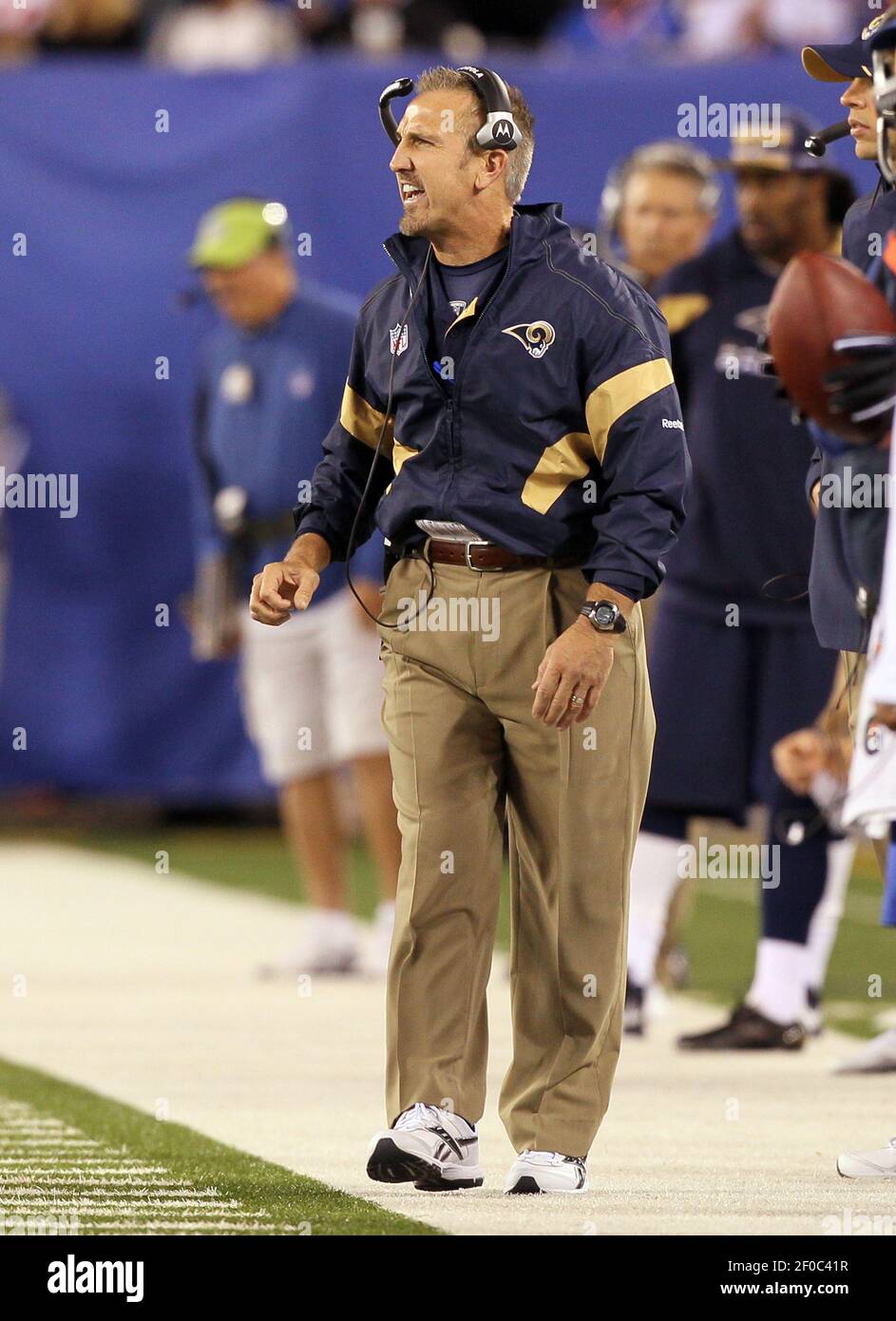 Head coach Steve Spagnuolo of the St. Louis Rams looks on from the ...