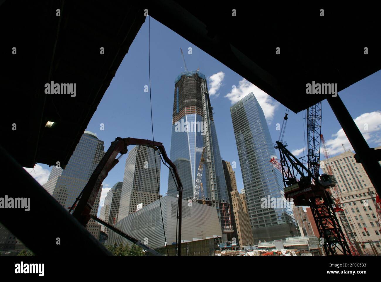This is the view from under construction at 4 WTC of the World Trade ...
