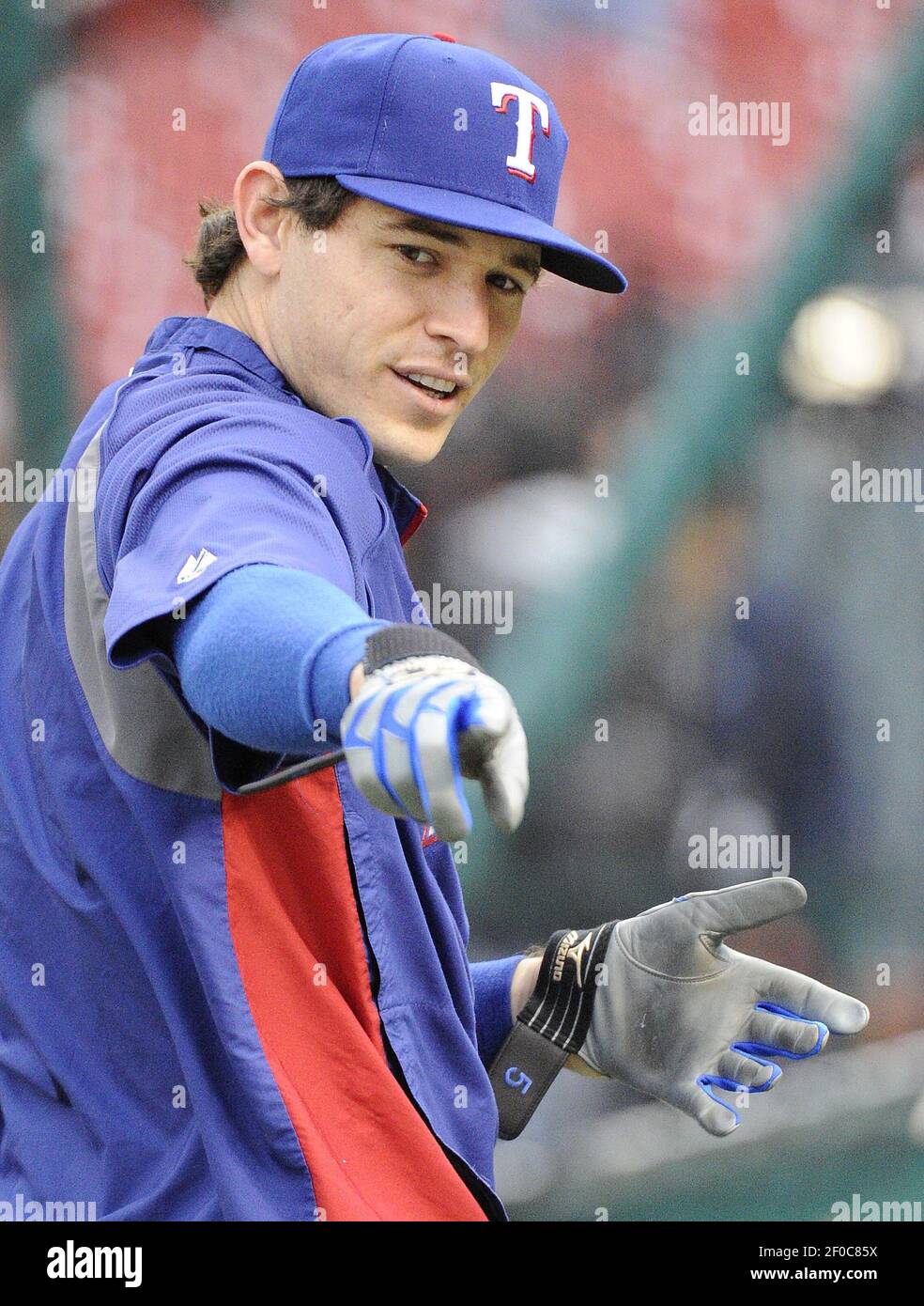 Texas Rangers second baseman Ian Kinsler during batting practice before ...