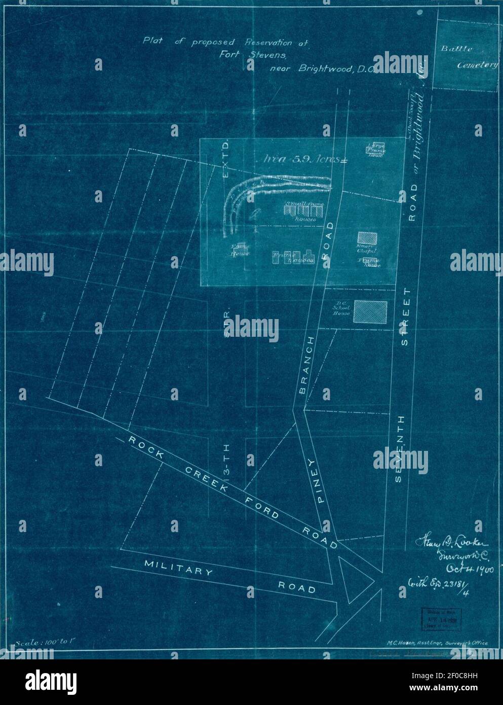 Plat of proposed reservation at Fort Stevens, near Brightwood, D.C ...