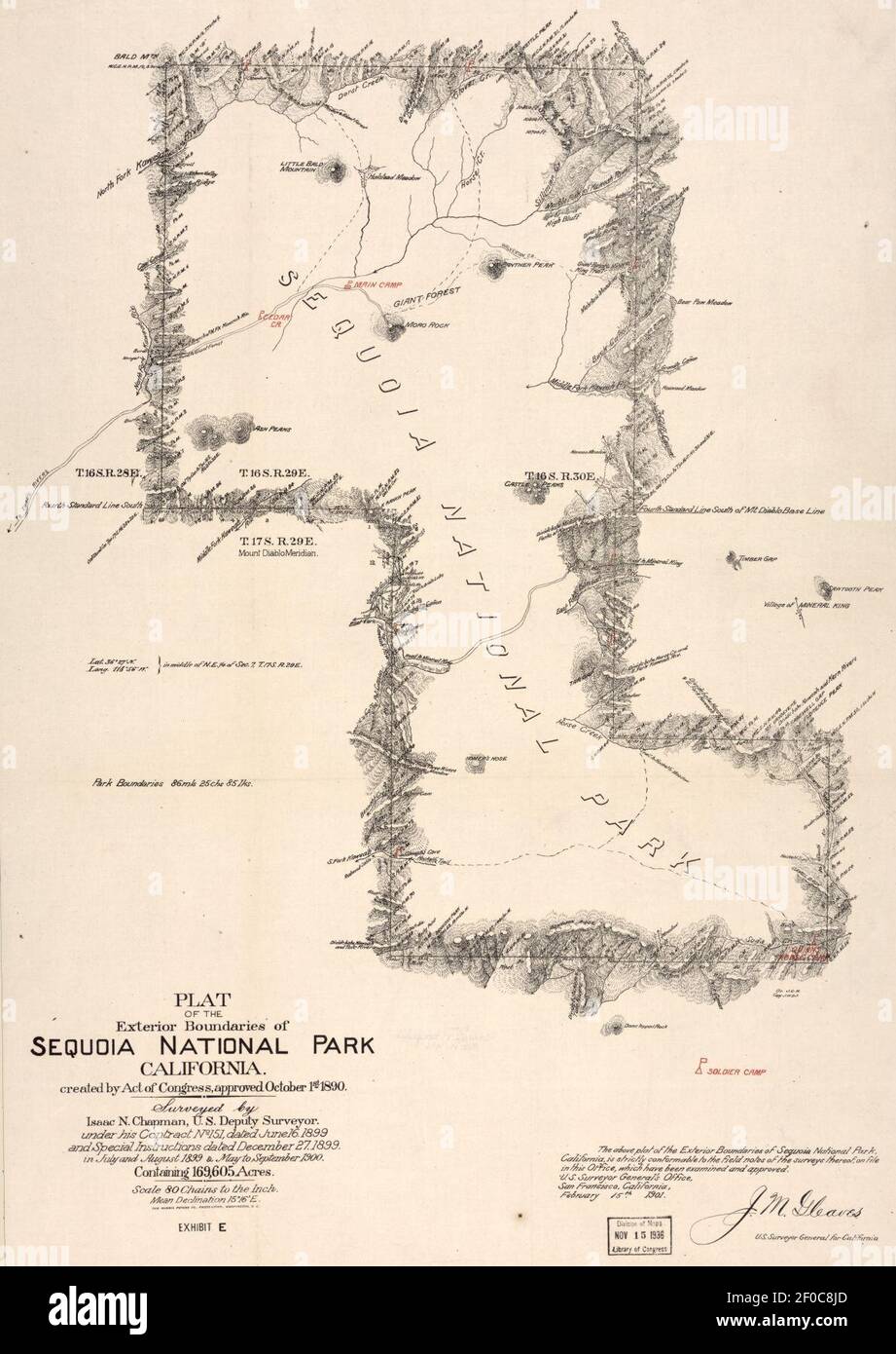 Plat of the exterior boundaries of Sequoia National Park, California ...