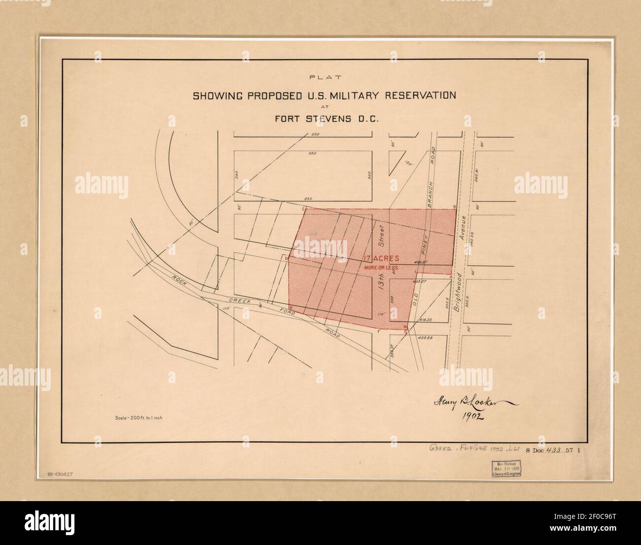 Plat showing proposed U.S. military reservation at Fort Stevens D.C ...