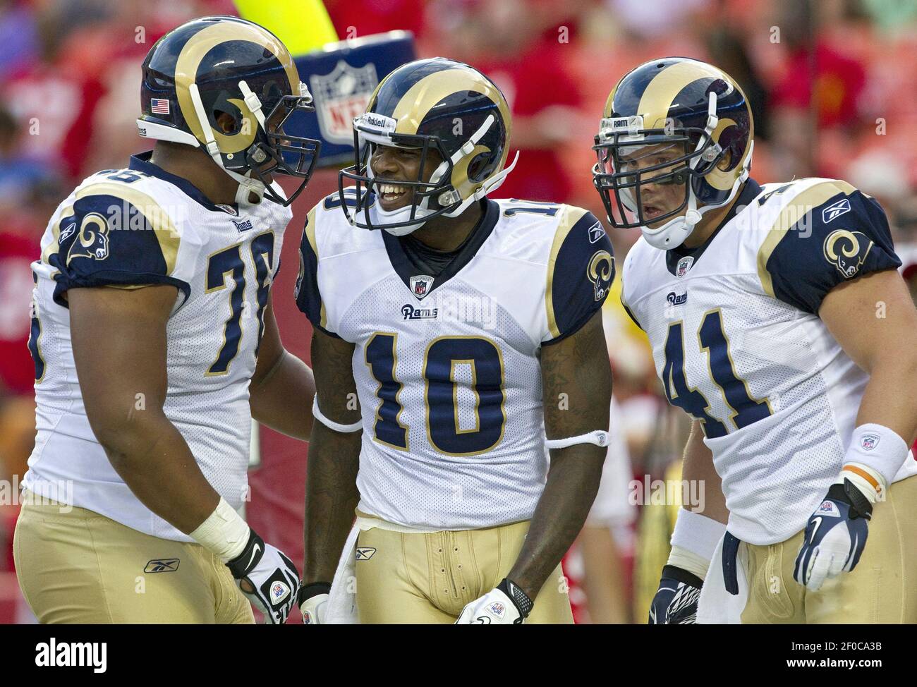 St. Louis Rams wide receiver Mike Sims-Walker (10) celebrates his ...