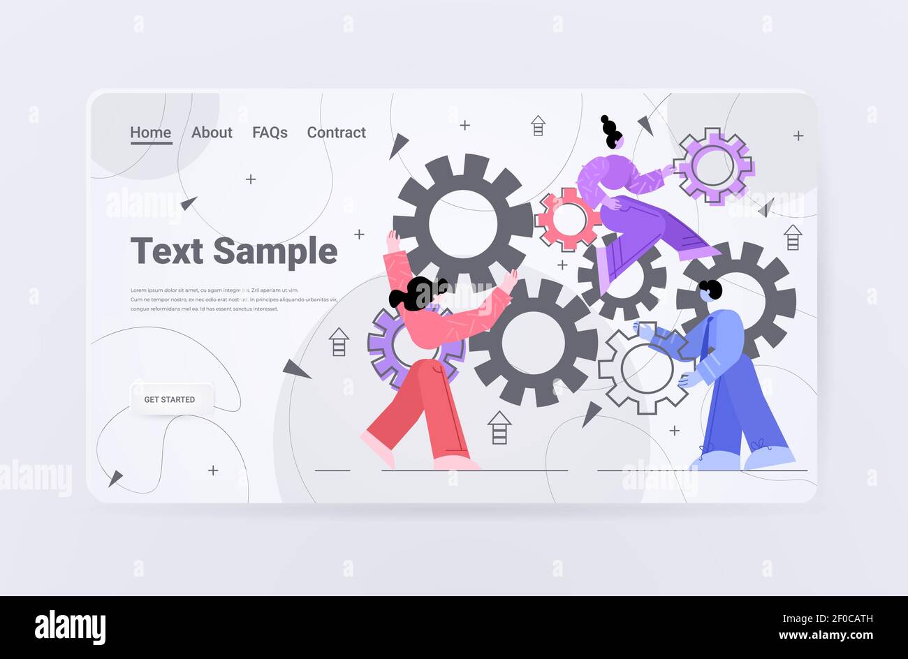 businesspeople team rotating cogwheels teamwork process concept ...