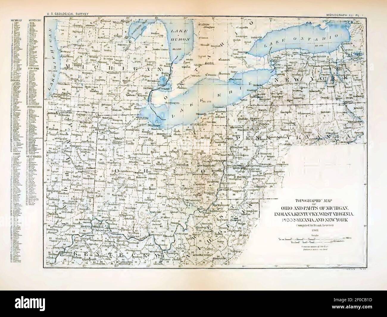 Plate 1 Topographic Map of Ohio and Parts of Michigan Stock Photo - Alamy