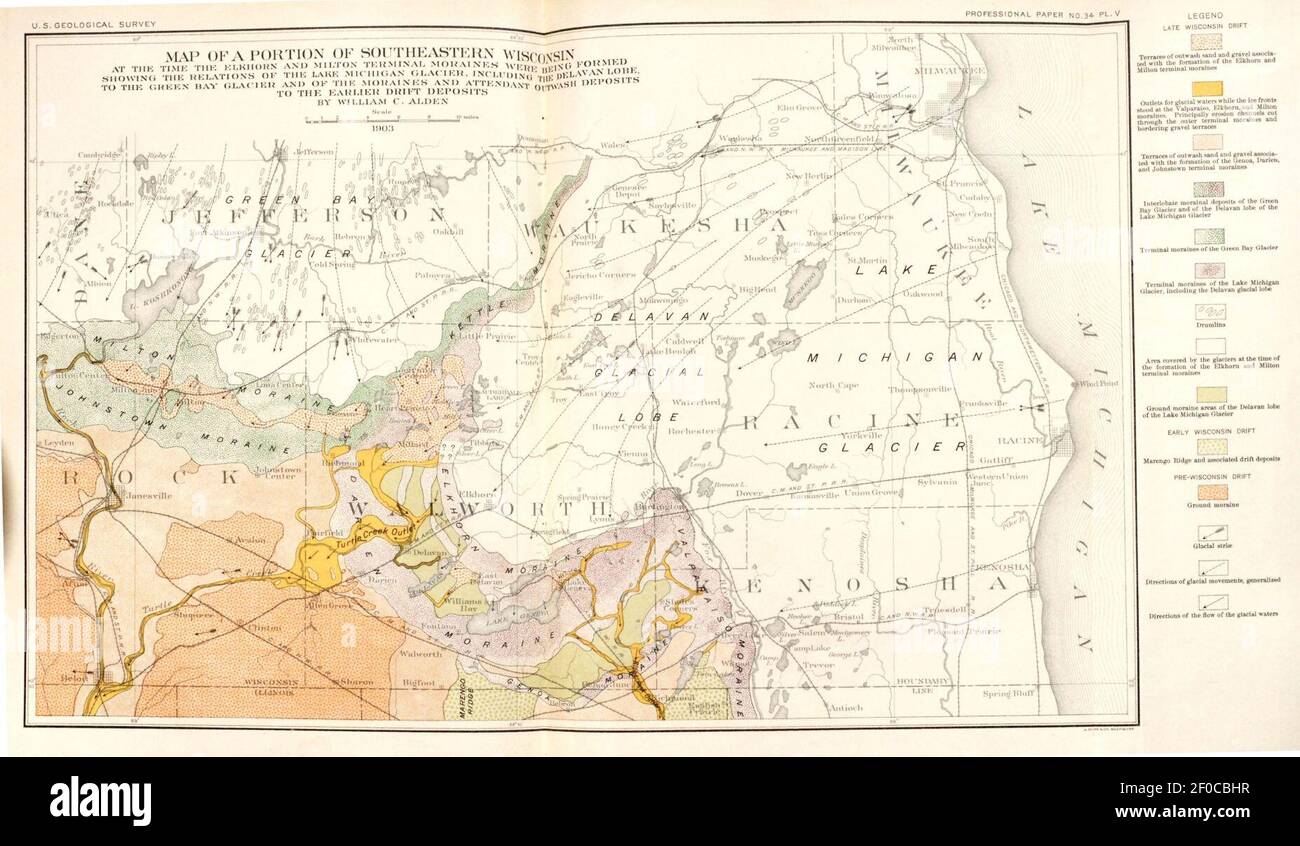 Plate 5 Map of a portion of southeastern Wisconsin Stock Photo - Alamy