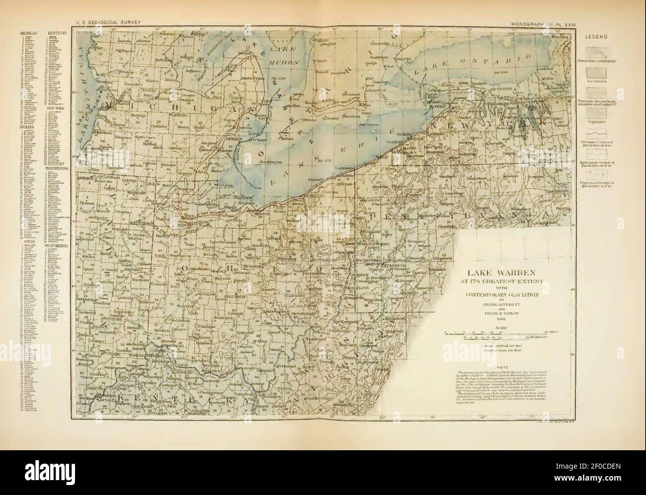 Plate 26 Map of Lake Warren Stock Photo - Alamy