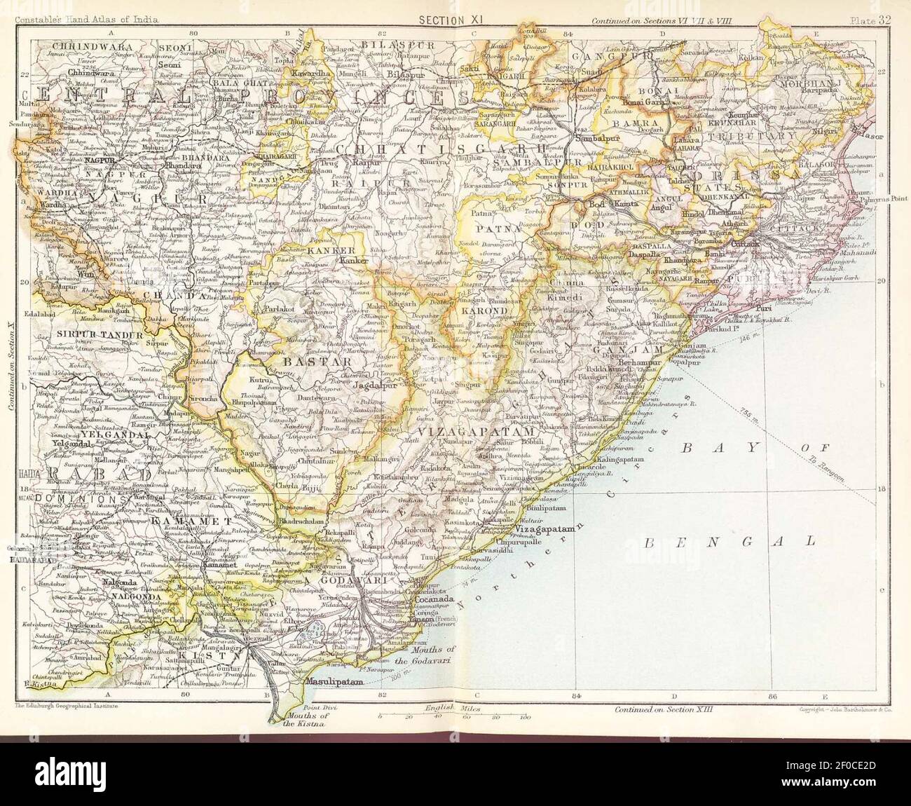 Plate 32. Sect. XI- Central Provinces maps from Constable 1893 Hand ...
