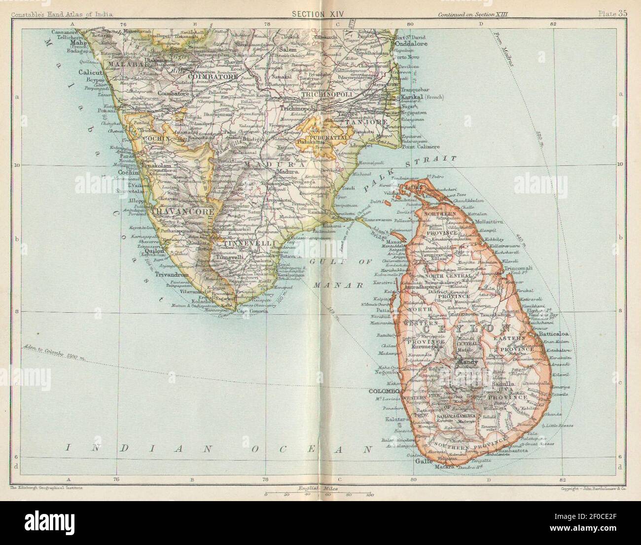Plate 35. Sect. XIV- Travancore, Trichinopoli and Ceylon from maps of ...