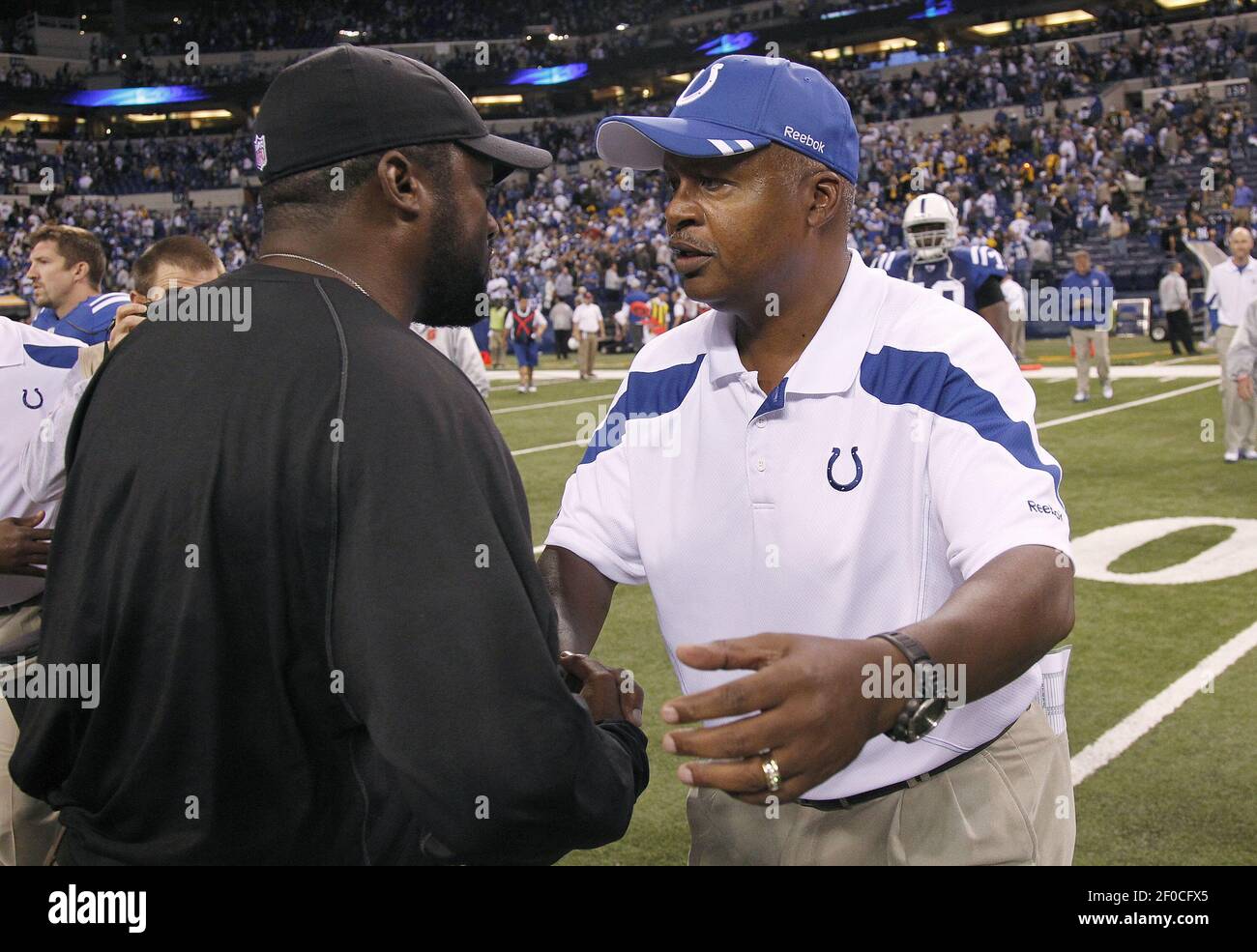 Pittsburgh Steelers head coach Mike Tomlin and Indianapolis Colts head ...
